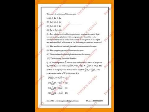 New Problems In Quantum Mechanics|CSIR NET TIFR GATE JEST IIT JAM SET BARC|PHYSICS GALAXY| - YouTube