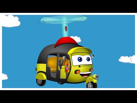 Mega Auto Rickshaw Got Crazy Idea How To Fly With Toy Fans | Finger Family Songs And More