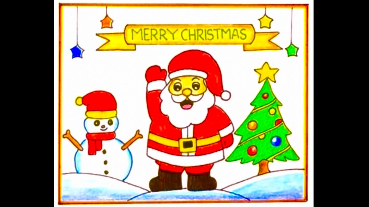 Christmas Drawing Easy Steps/ How to draw Santa Claus / Christmas Tree ...