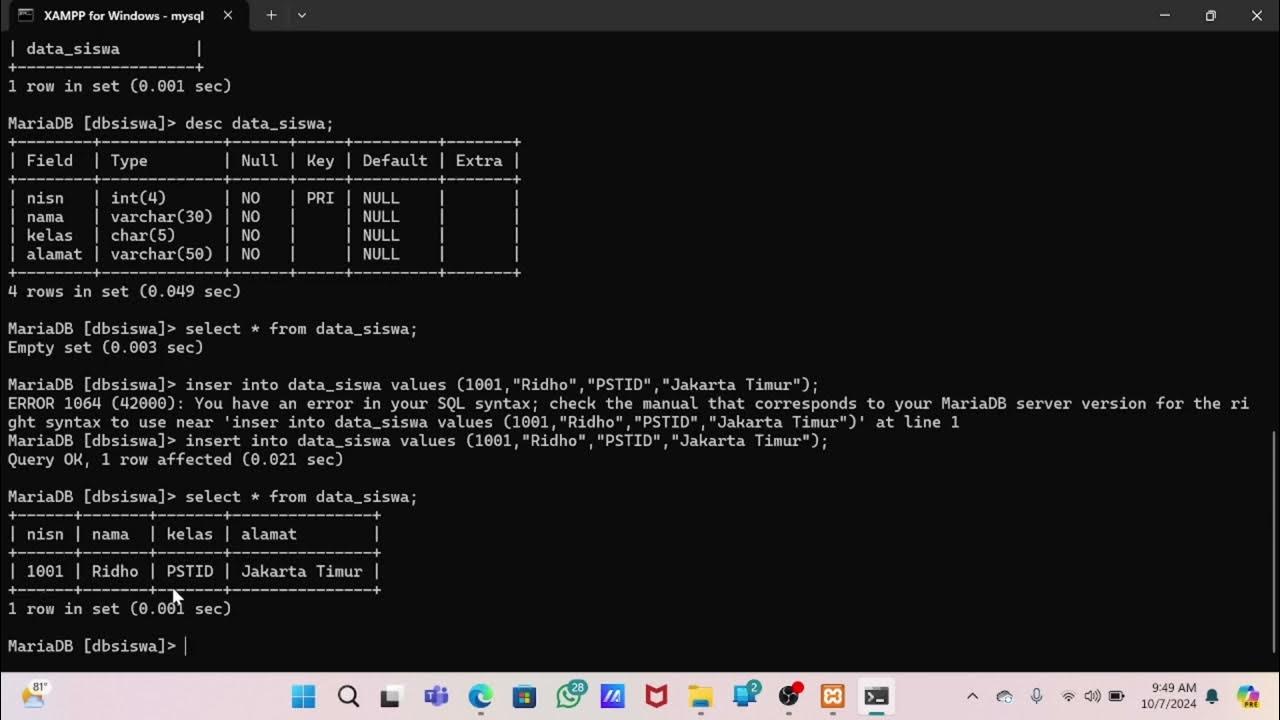“2415061039 - Ridho Azhari Putra | Tutorial Instalasi XAMPP dan Operasi CRUD pada phpMyAdmin # ...