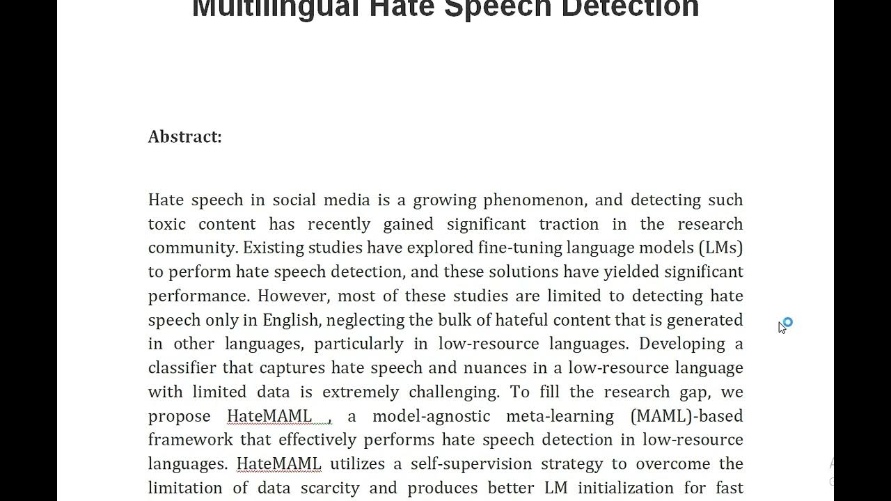 Model Agnostic Meta Learning for Multilingual Hate Speech Detection - YouTube