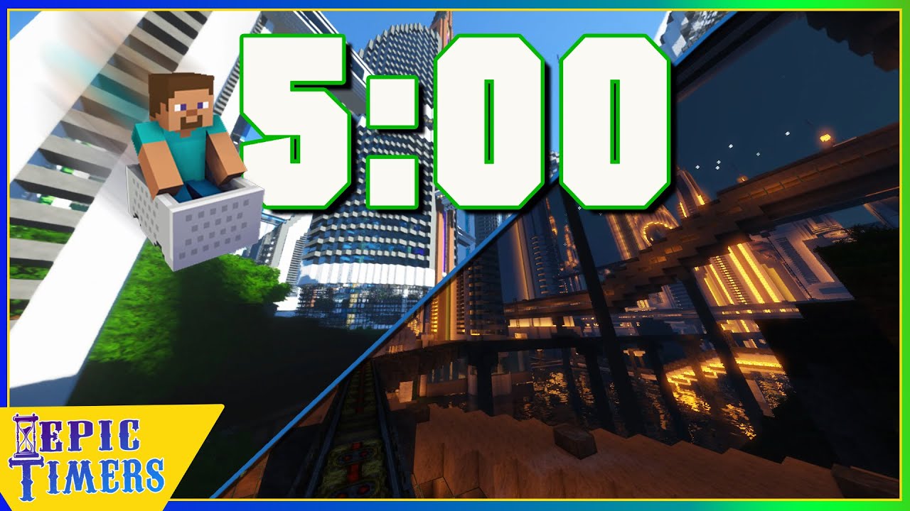 5 Minute Minecraft Minecart Countdown Timer Futuristic city - YouTube
