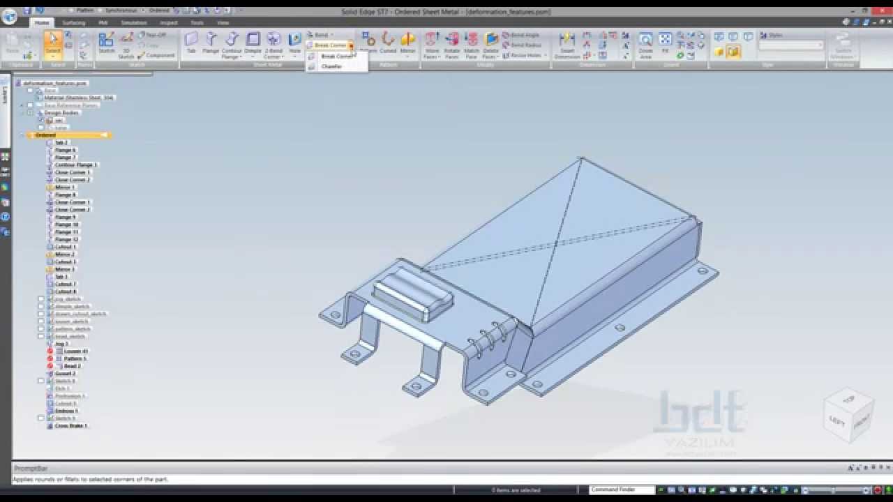 Solid Edge ST7 - Sac Metal Eğitimleri -10- Radyus ve Pah Kırma Komutları - YouTube