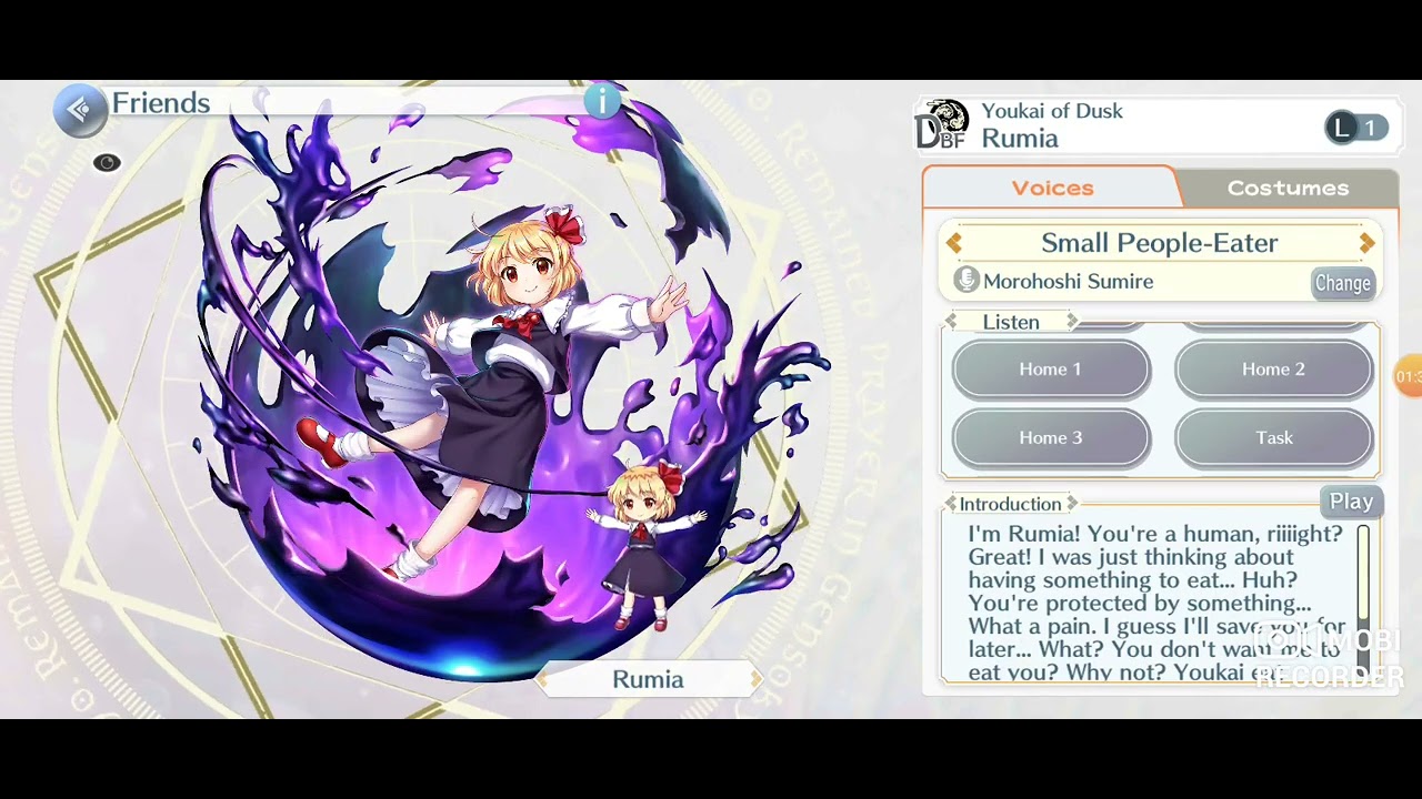 Touhou Lost Word Voice Lines - Rumia - YouTube