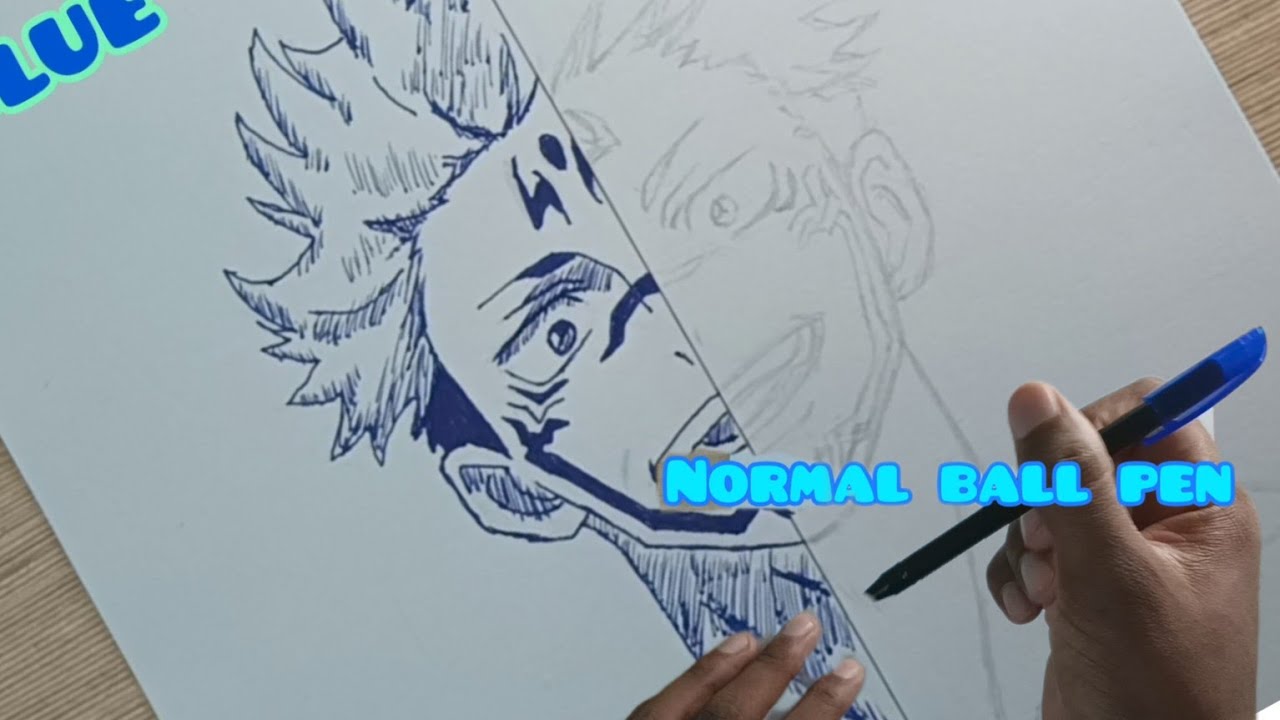 drawing sukuna🥶 two different pen [jujutsu kaisen] - YouTube
