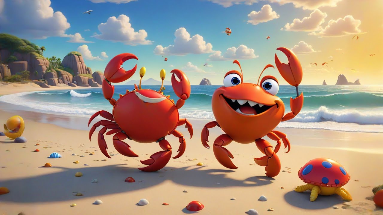 Six Singing Crabs Tap Their Claws | Ocean Animal Song | Fun Nursery ...
