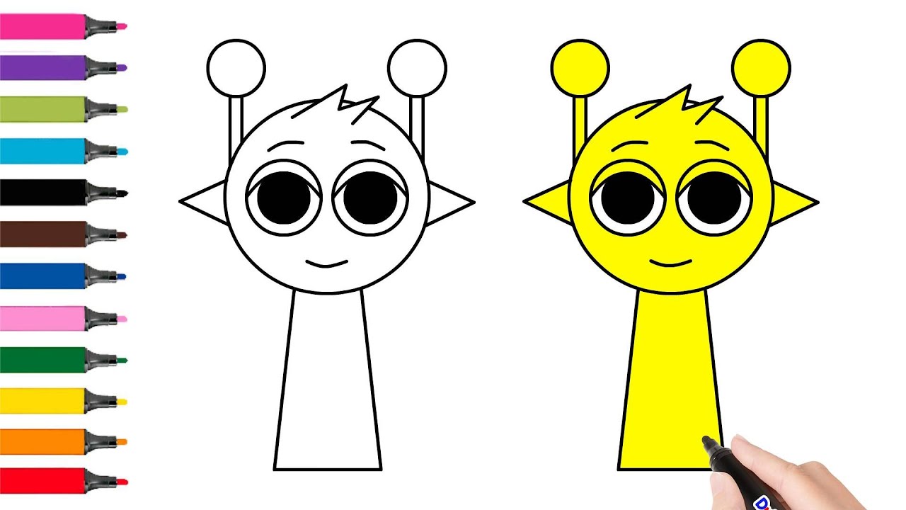 How to draw Simon SPRUNKI for kids. Рисуем Саймон из Спрунки. 教你画西蒙节奏盒子 ...
