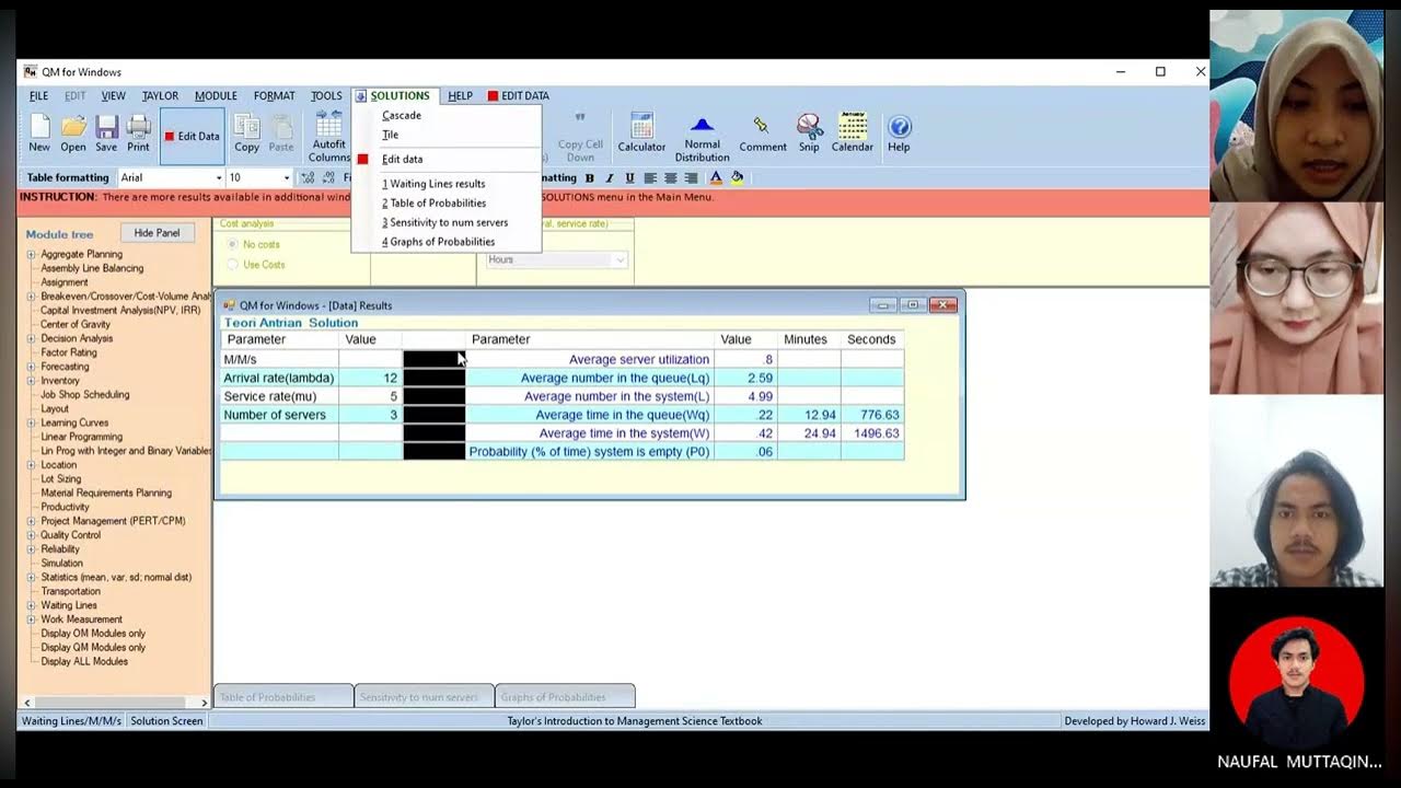 TUTORIAL PENYELESAIAN TEORI ANTRIAN MENGGUNAKAN POM QM FOR WINDOWS (M/M ...