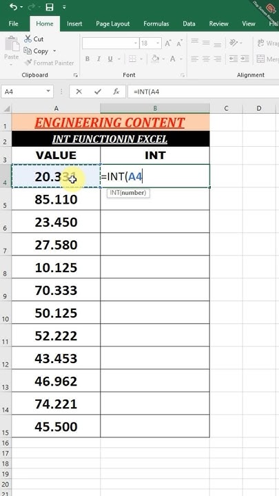 How to apply INT function in Excel🔥 #excel #shorts #ytshorts # ...
