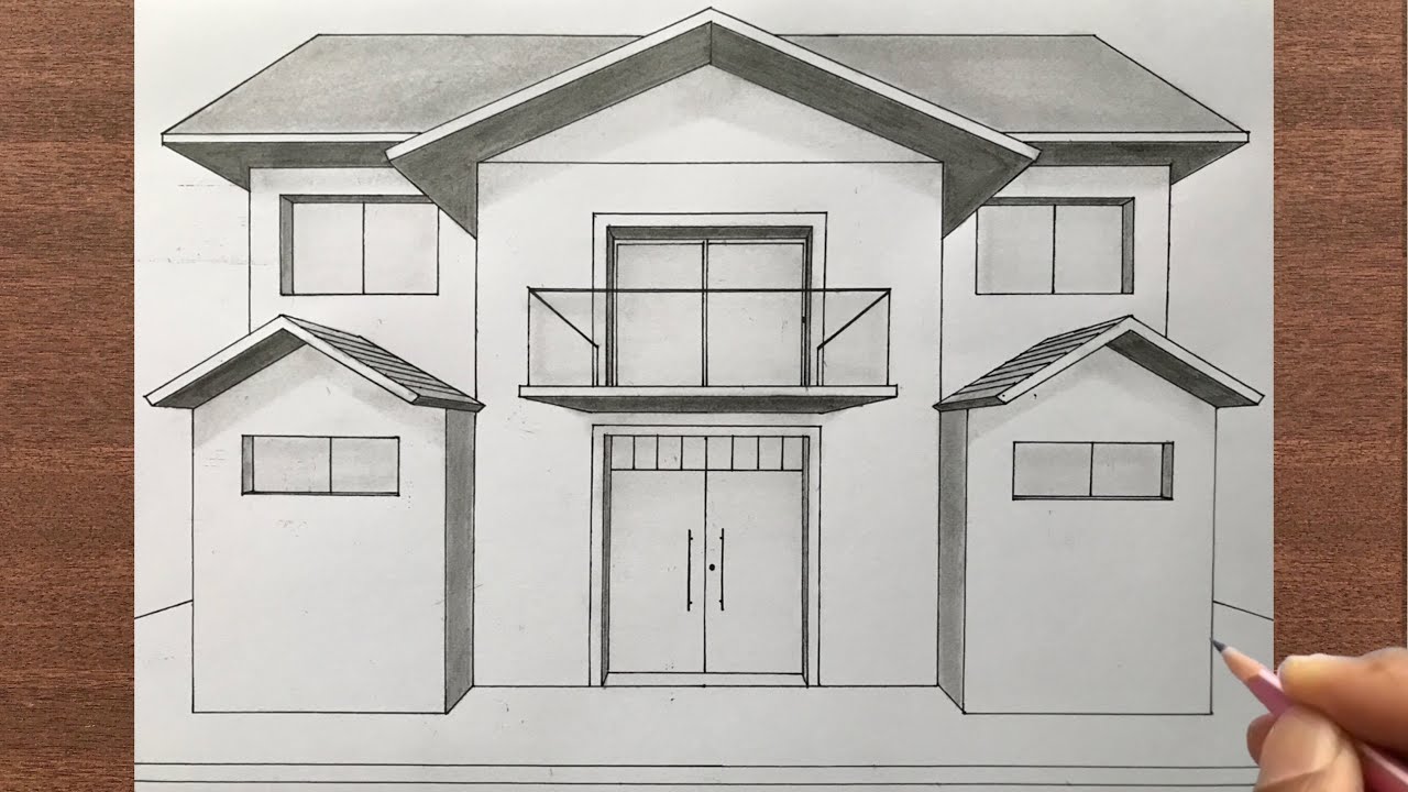 How to Draw a House in 1 Point Perspective - YouTube