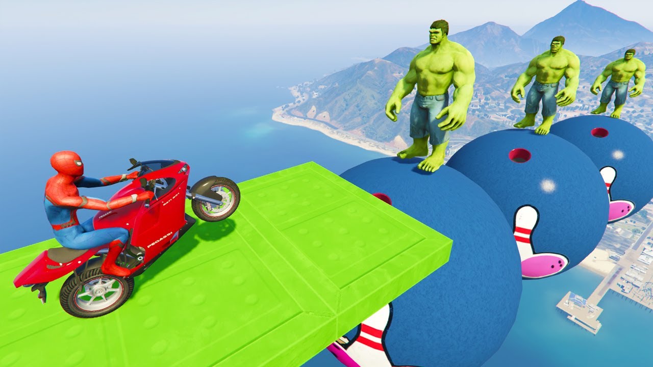 Spider-Man Motor Stunts Challenge Superhero's | GTA5 Gameplay Ep108 ...