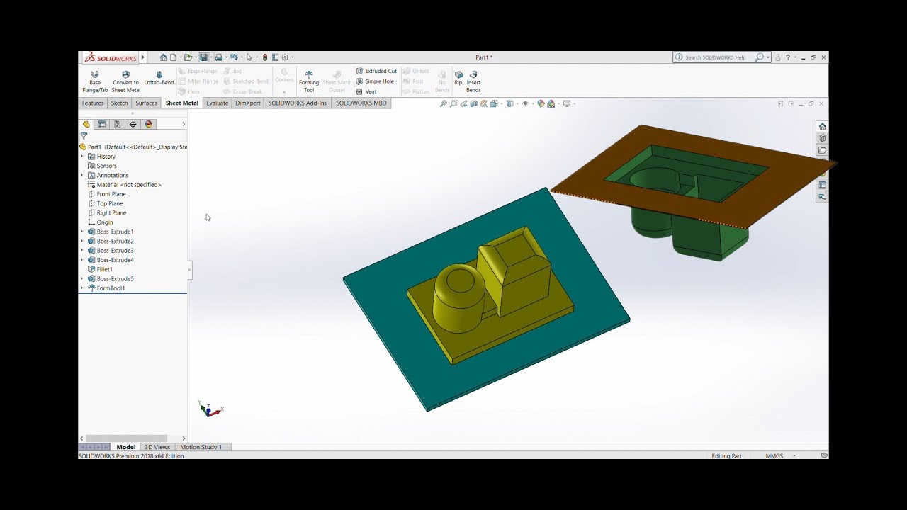 how use forming tool Solidworks sheet metal #solidworks #autocad - YouTube