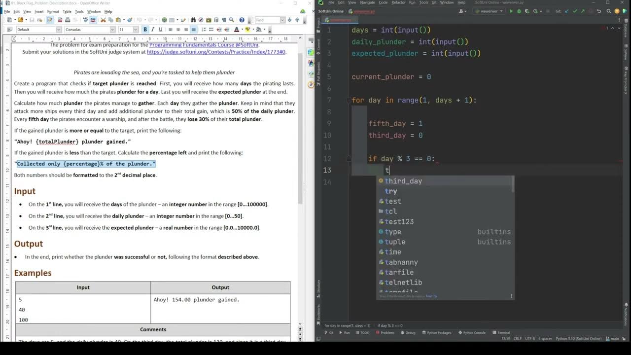 SoftUni Fundamentals - 01. Black Flag - Python 06. Programming Fundamentals Mid Exam Retake ...
