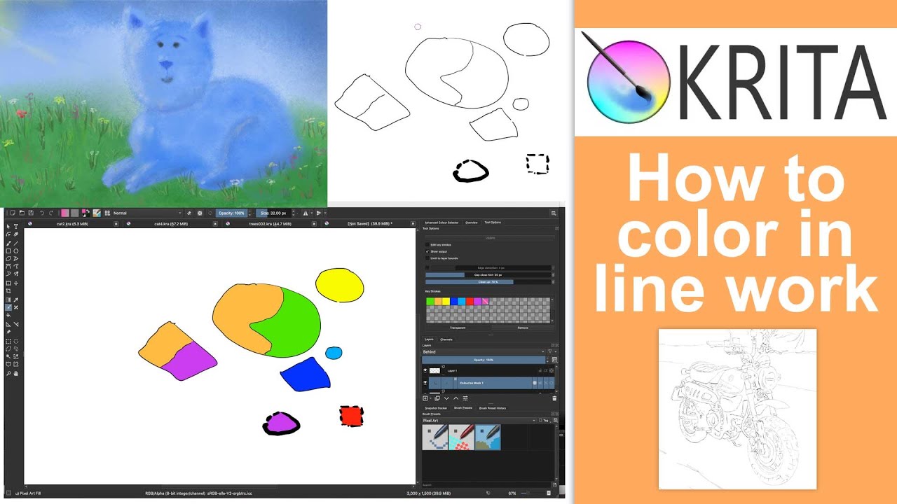 krita - how to color in line work - YouTube
