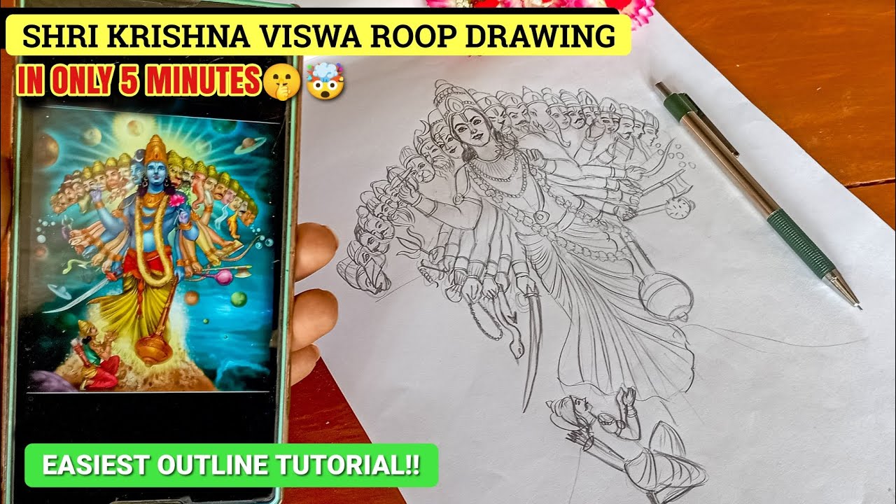 Krishna ji Viswa Roop drawing😱 ️ in ONLY 5 MINUTES⌛|| Mahabharat ...