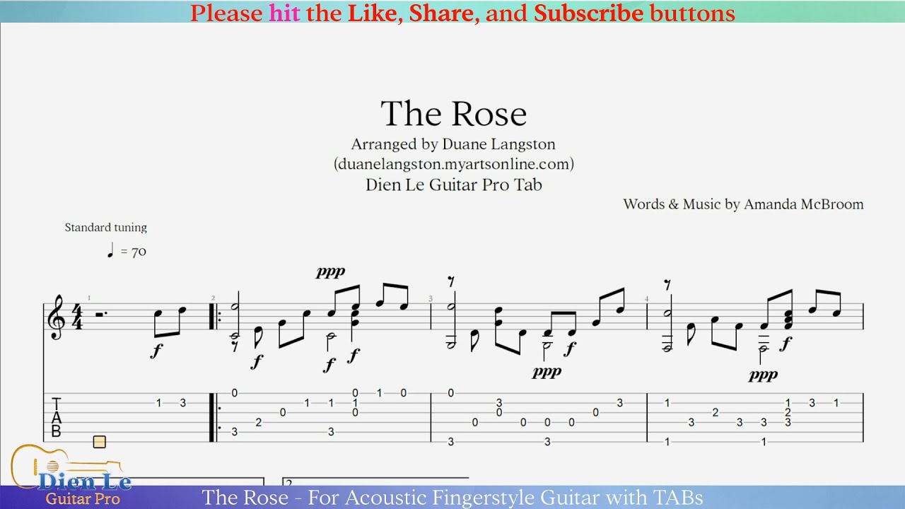 The Rose - For Acoustic Fingerstyle Guitar with TABs - YouTube