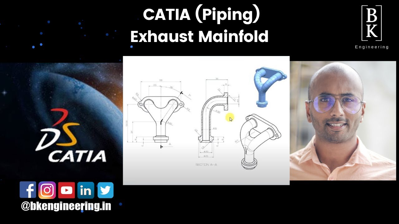 Catia | Pipe Design | Exhaust Manifold | Part Design | Generative Shape ...