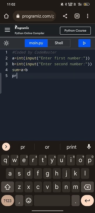 Python Program For Adding Two Numbers #shorts #short #youtube #python # 