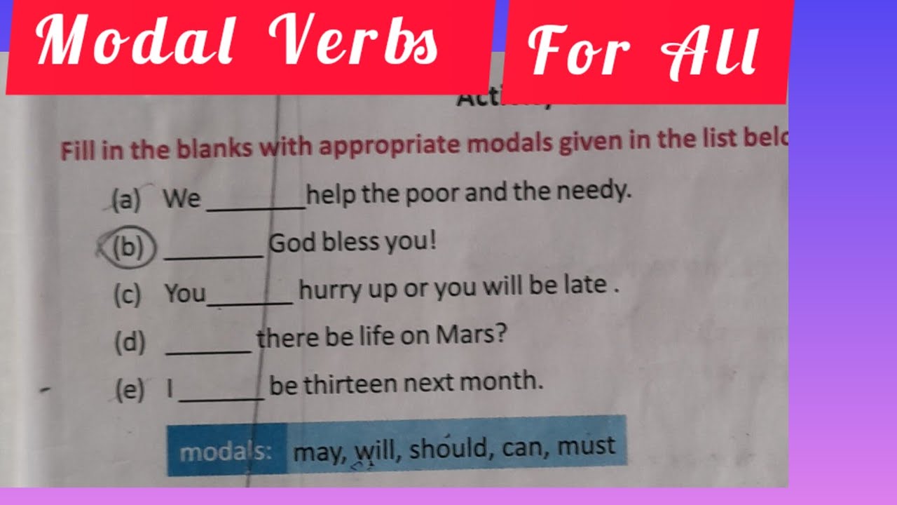 use of Modal Verbs -may ,will,should, can,must // class -8 revision ...