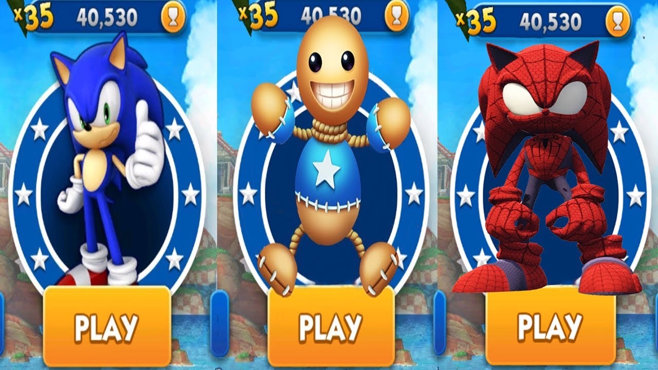 Sonic Dash vs Buddyman Run (Kick the Buddy) vs Spider Sonic Run - All ...