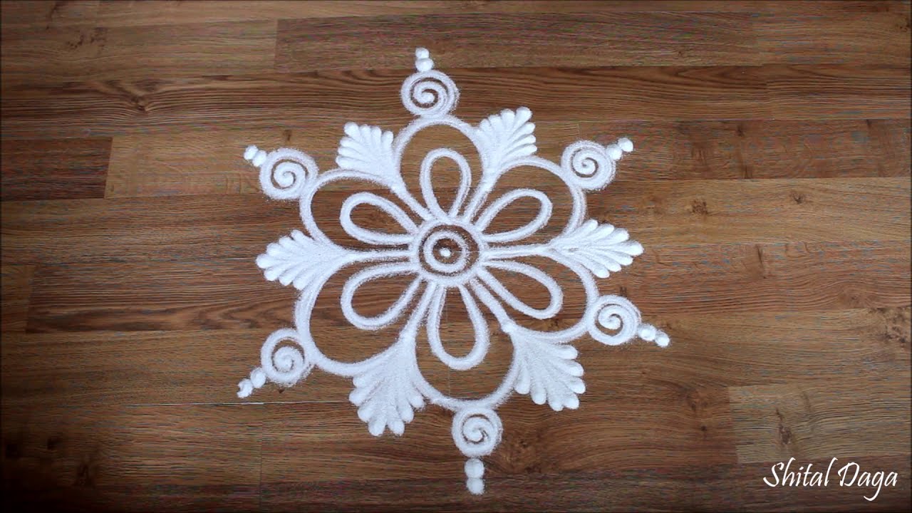 Simple and beautiful white rangoli designs tutorial by Shital Daga ...