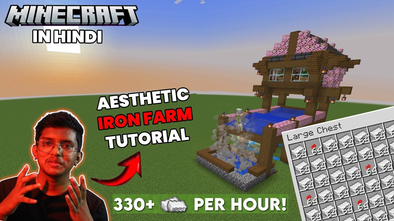Minecraft 1.20+ Aesthetic Automatic Iron Farm Tutorial IN HINDI - YouTube