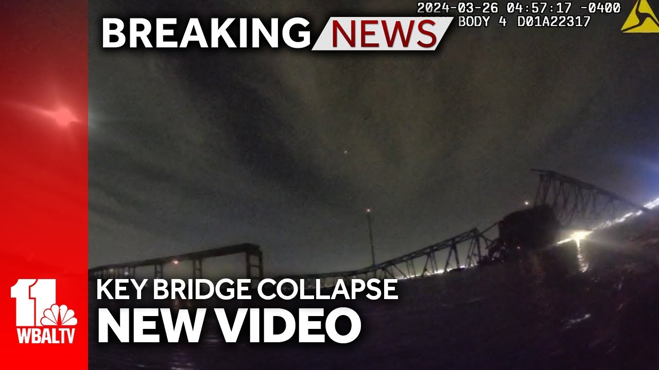 11 News obtains bodycam video from NRP of Key Bridge collapse - YouTube