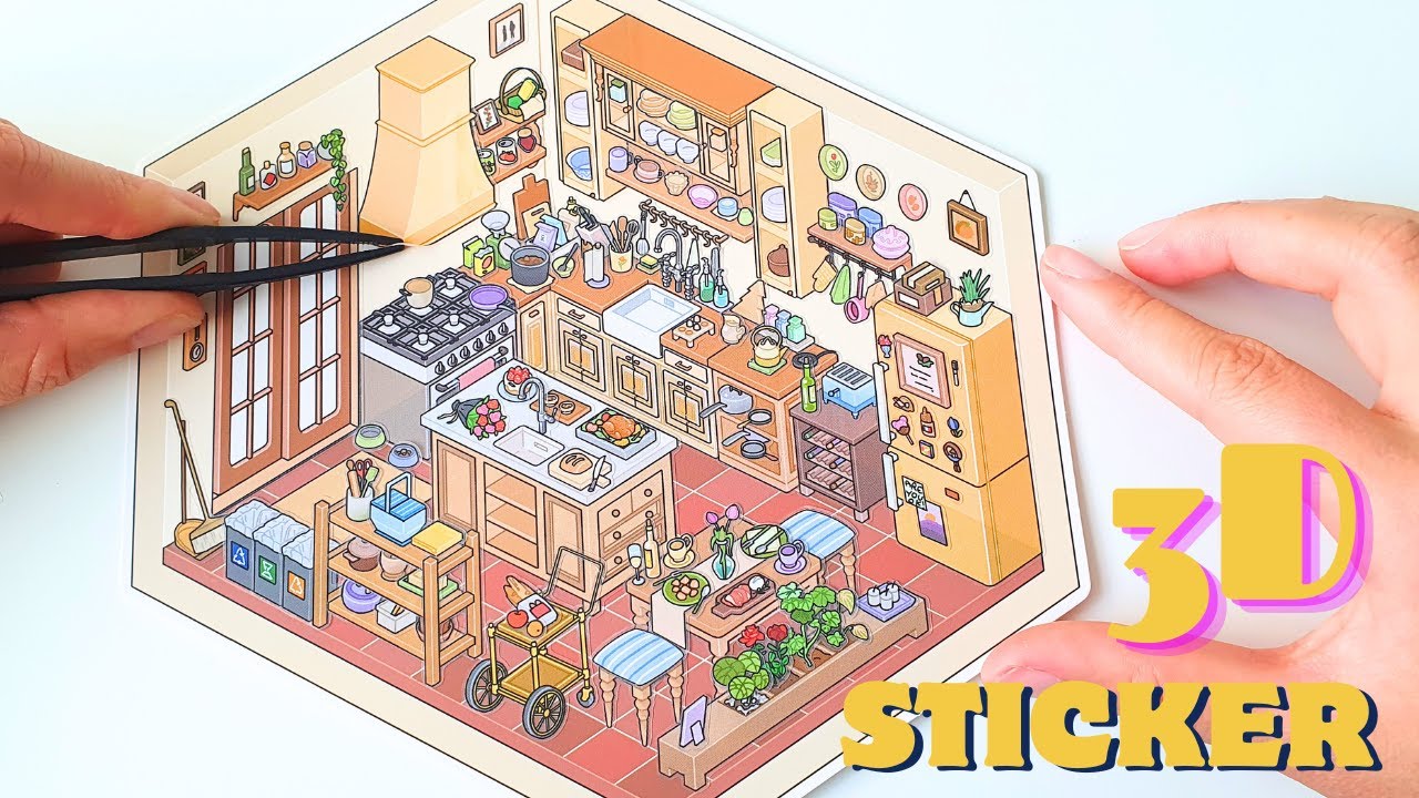 3D Sticker Miniature Kitchen Set Up Relaxing Video - YouTube