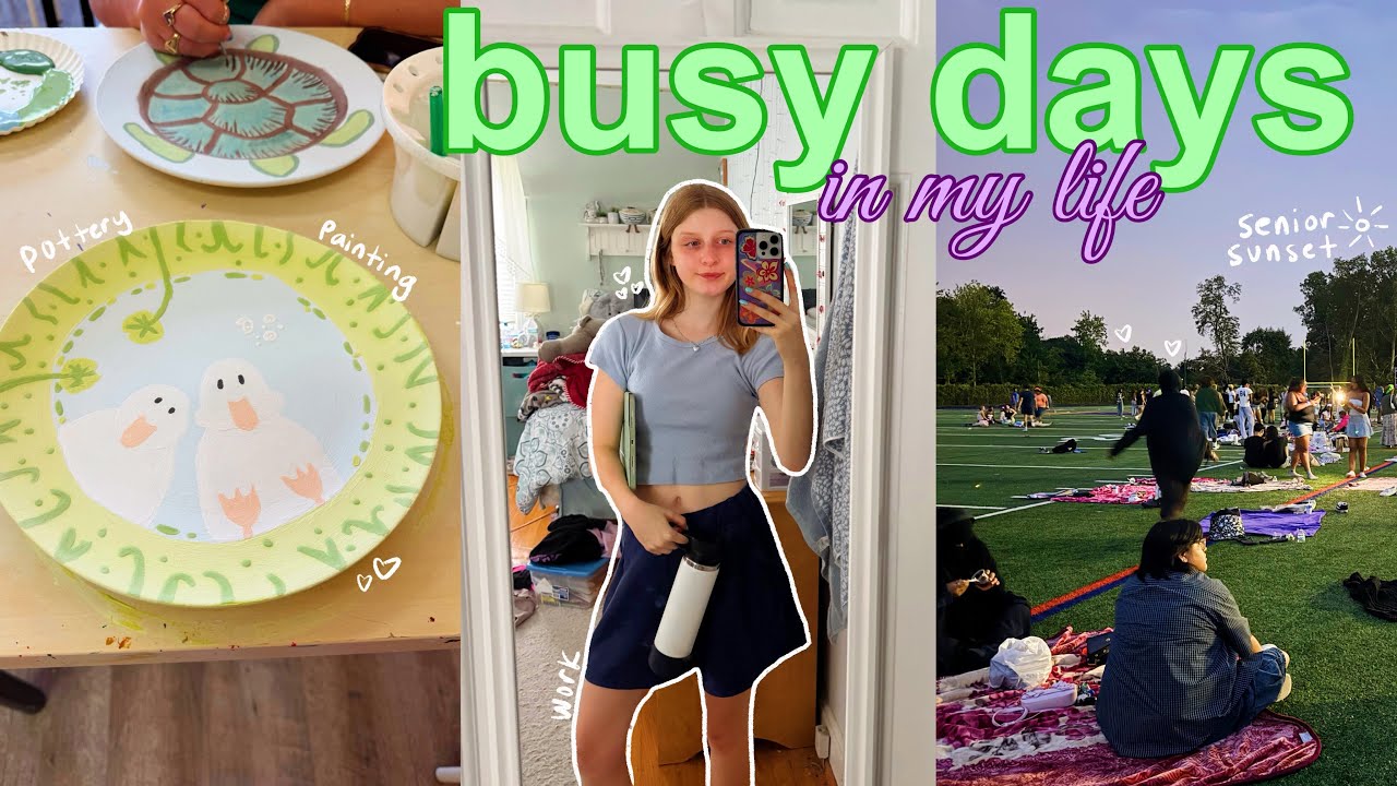 busy (but fun) days 🌅🎨 pottery painting, senior sunset, baking, working ...