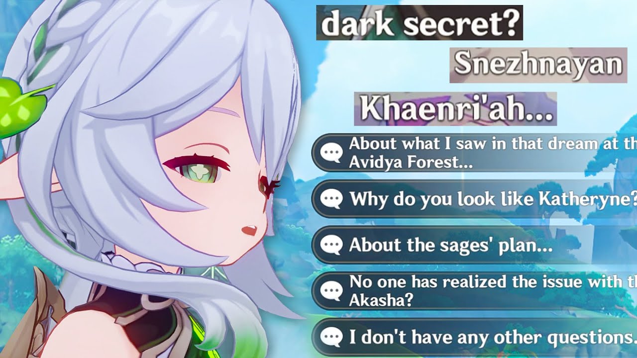 Nahida Talks About All Secrets And Katheryne Genshin Impact Sumeru Youtube