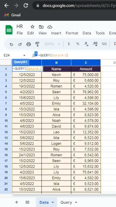 Google Sheet QUERY function #googlesheets #googlesheetstutorial #excel #youtubeshorts #shorts ...