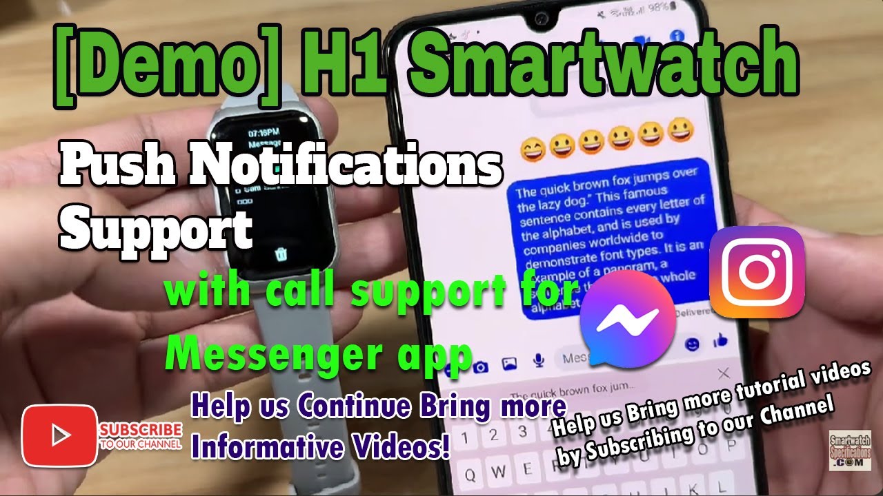 [Demo] H1 Smartwatch - Smart Notifications Facebook Messenger ...