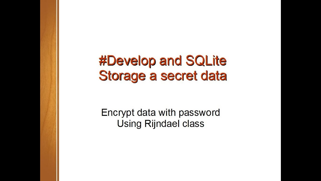 Develop And Sqlite Storage A Secret Data Youtube 5542