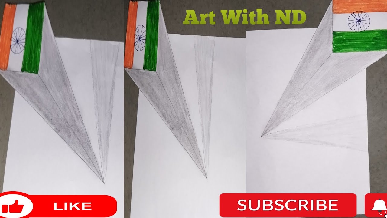 How to draw 3D India flag 🇮🇳 || राष्ट्र ध्वज || 3D flag India ...