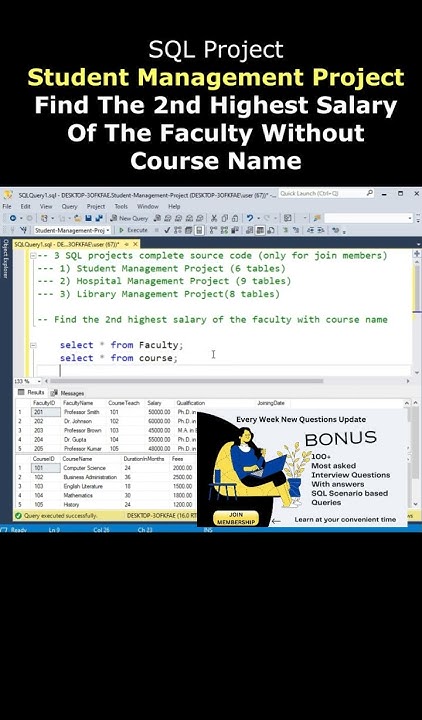 Learn Sql Database With Projects Find The 2nd Highest Salary Of The Faculty