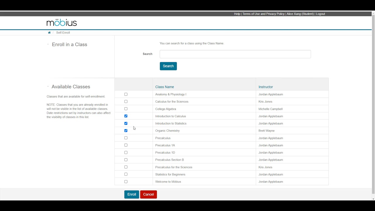 Enroll in a class (class search) | Möbius Video Guides by DigitalEd ...
