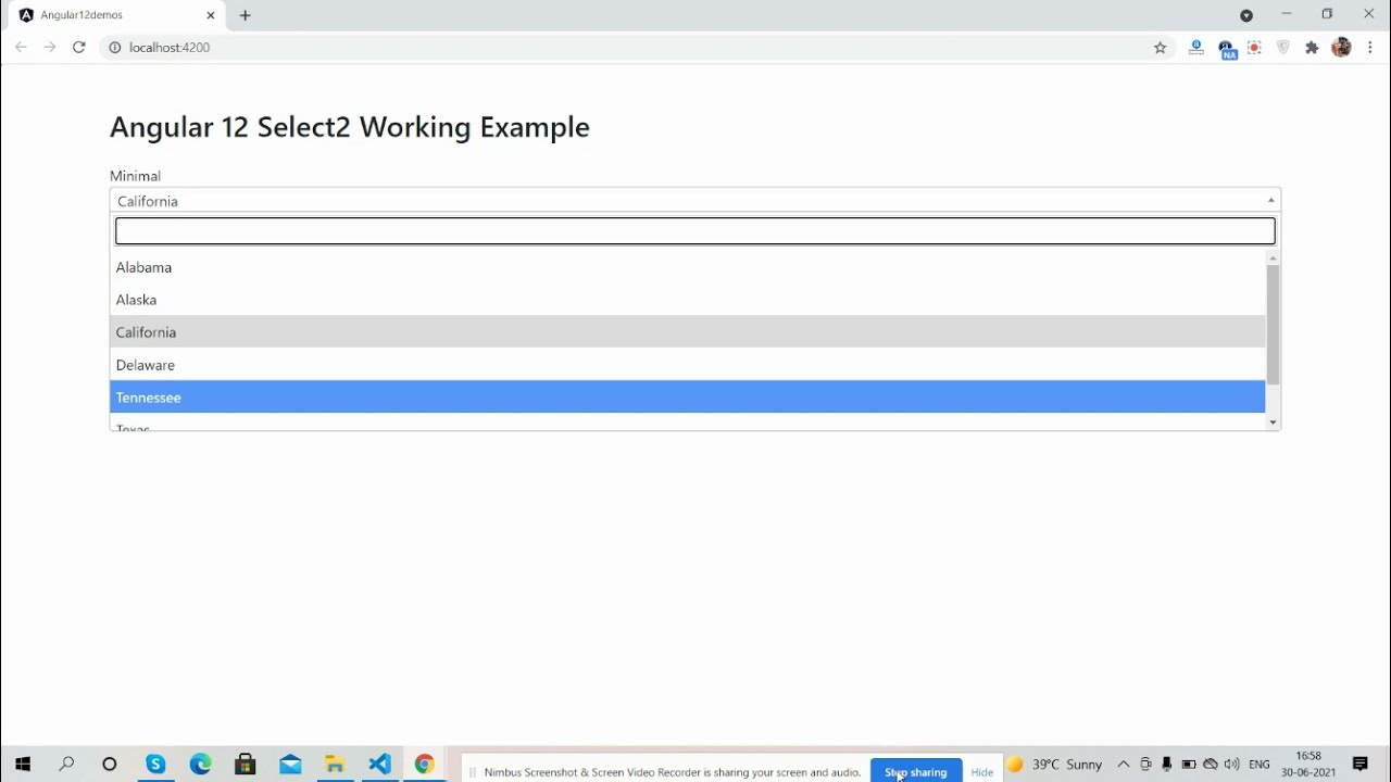 Angular 12 Select2 Working Demo Angular 12 Select2 Working Demo