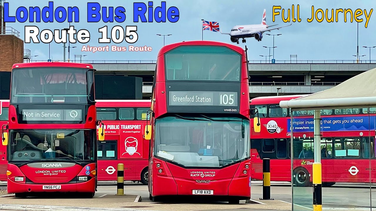 London Bus Ride 🇬🇧 Route 105 - Heathrow Central to Greenford Station ...