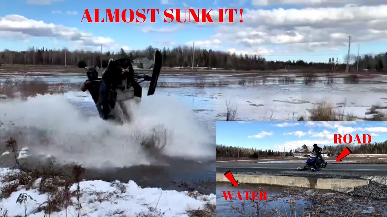 SNOWMOBILE WATER SKIPPING || ALMOST SUNK THE SLED! - YouTube