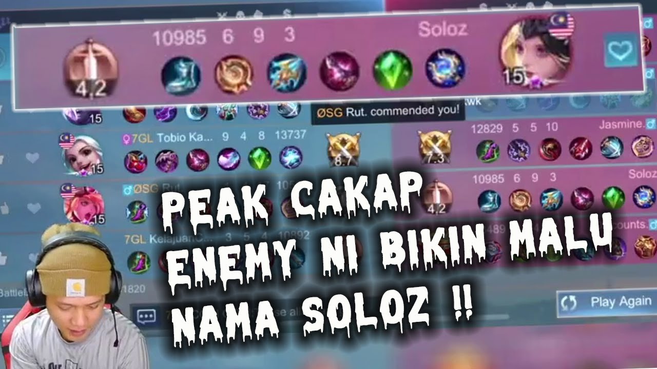 PEAK CAKAP ENEMY NI BIKIN MALU NAMA SOLOZ !! MOBILE LEGENDS - YouTube