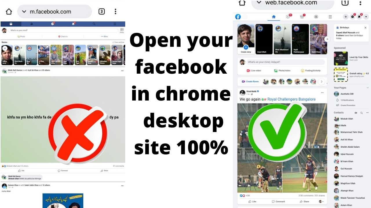 How to open facebook in chrome in desktop site - YouTube