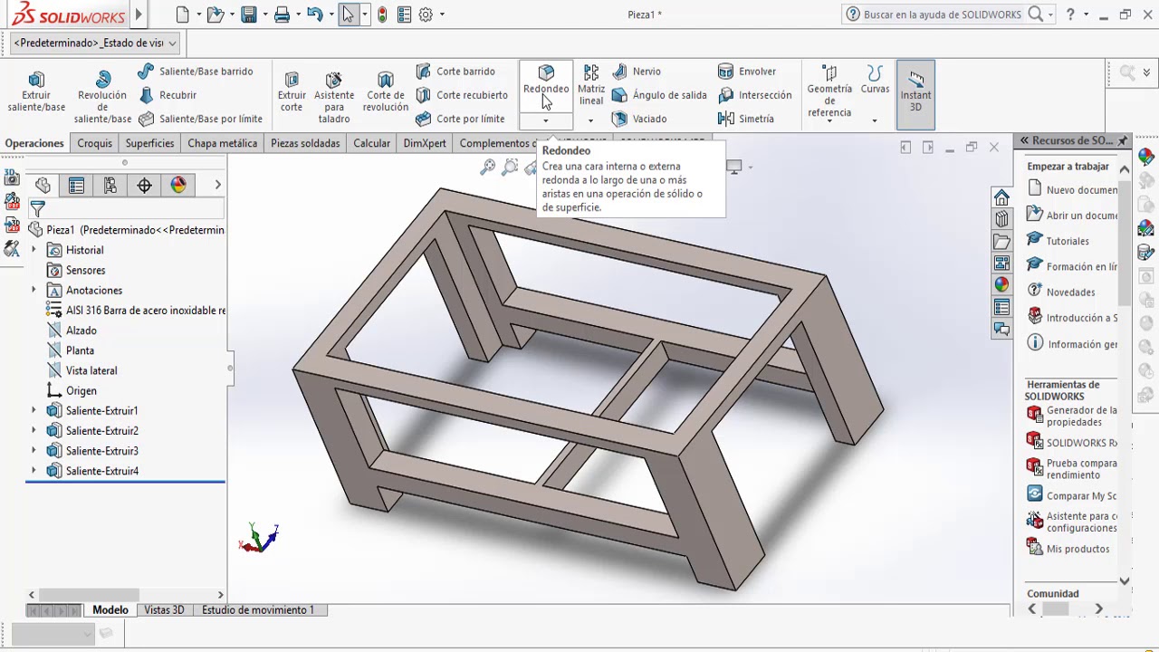 MESA METÁLICA - Simulación estática en SolidWorks - YouTube