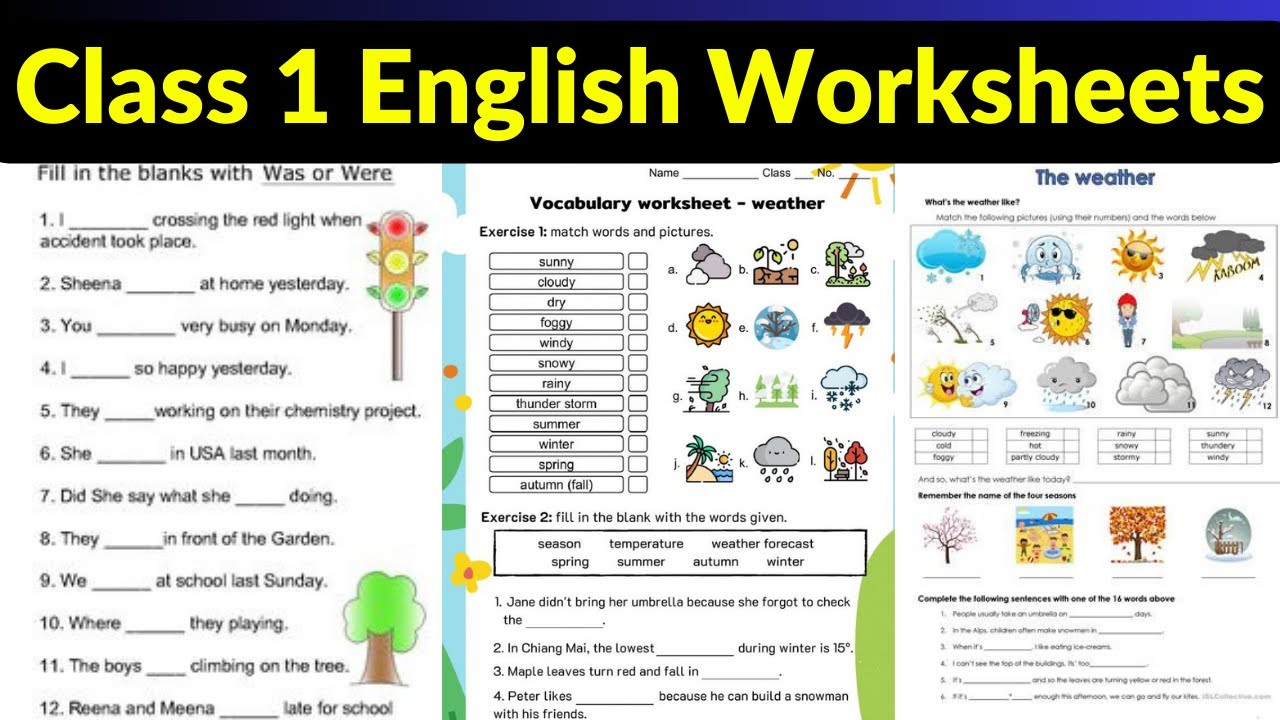 Class 1 English Worksheet || Grade 1 English Worksheets || CBSE class 1 ...