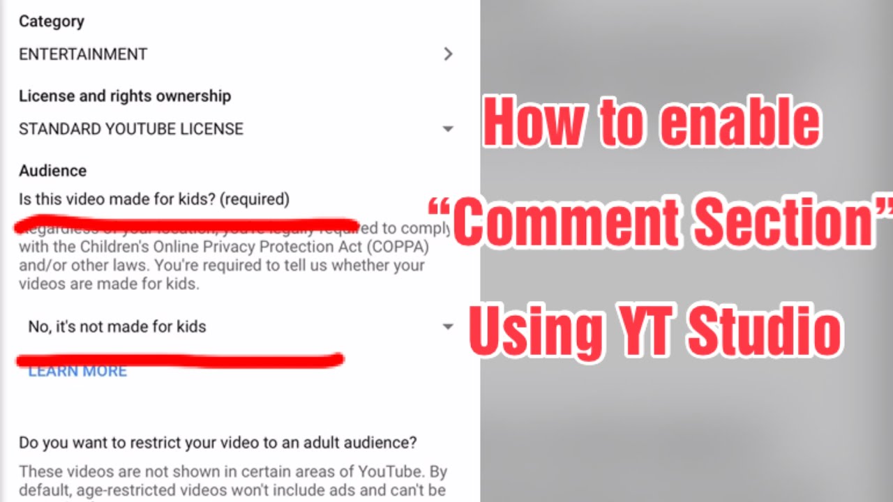 How To Enable “Comment Section” | Changing YT Kid’s Policy | Quick ...