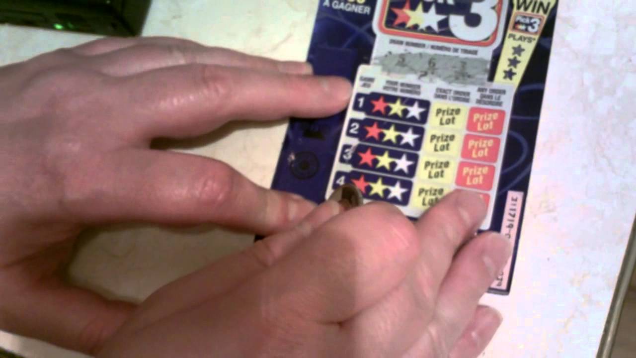 Pick 3 scratch ticket #6, Ontario, Canada with "toonie" 2 dollar coin ...
