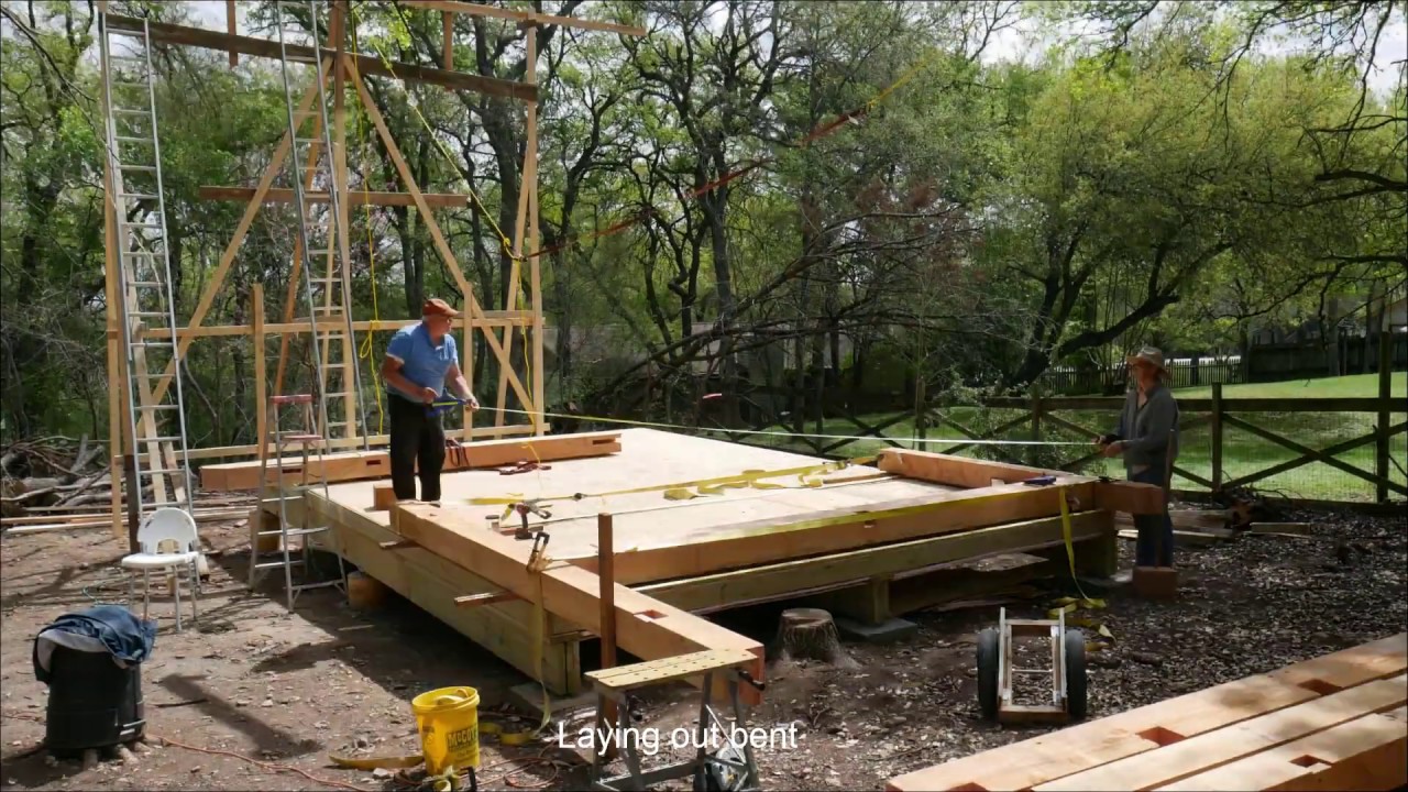 Timber Frame Cabin: Laying out bents - YouTube