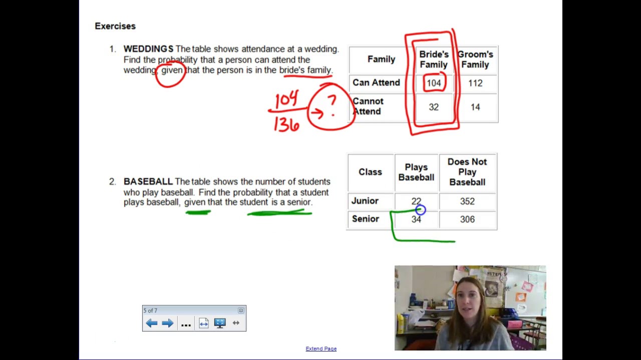 Pearson 11.4-Conditional Probability Alg 2 2018 - YouTube