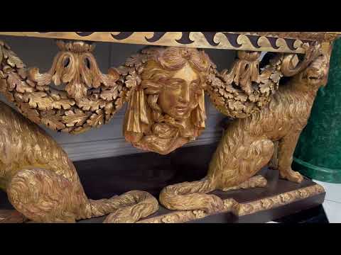 Thfee Centuries Antiques Vancouver:  Gilt Wood Wolf Console After William Kent by Lenygon and Co