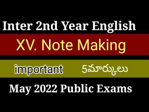 Ap Inter 2nd Year English Grammar ll Note making ll important questions ...