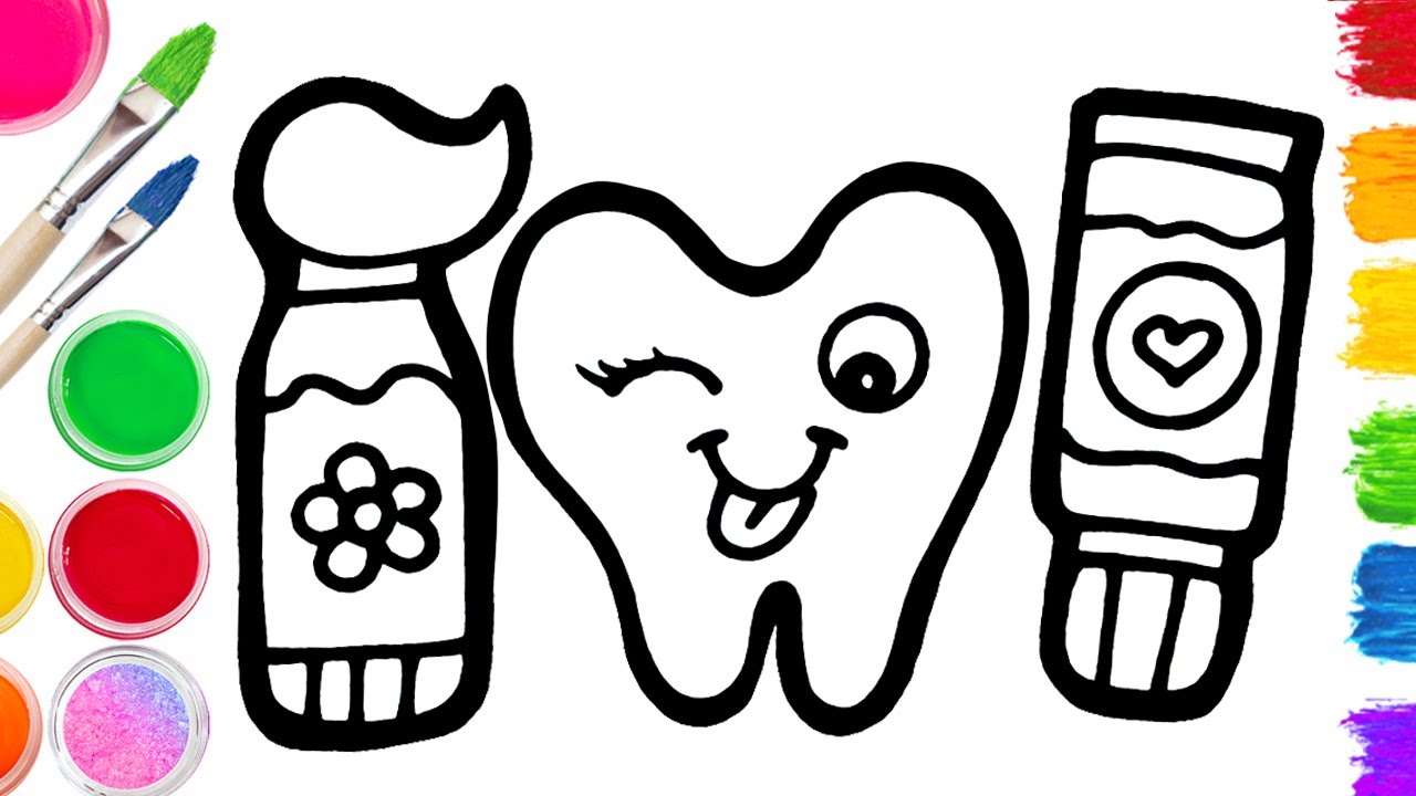 How to Draw Cute Tooth, Toothbrush and Toothpaste | Easy Step By Step ...
